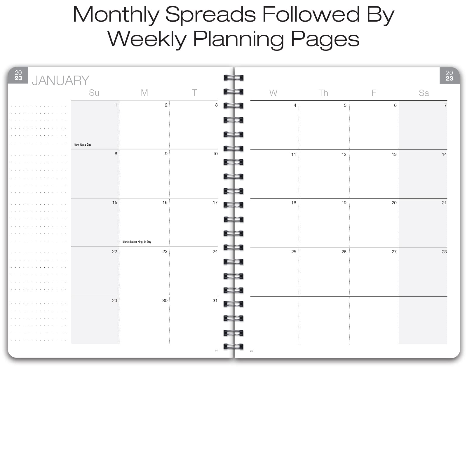 2023 Planner 8.5"x11" Monthly & Weekly - 14 Months (November 2022 Through December 2023) - Professional, Simple, Easy-to-Use Design. Black Vinyl Cover for Extra Protection