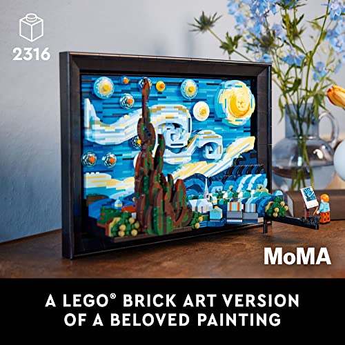 LEGO Ideas Vincent Van Gogh - The Starry Night 21333, Unique 3D Wall Art Home Décor Piece with Artist Minifigure, Creative Crafts Set for Adults