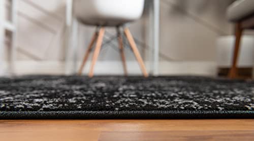 Rugs.com Monte Carlo Collection Rug – 5' x 8' Black Medium Rug Perfect for Living Rooms, Large Dining Rooms, 5 x 8 Feet