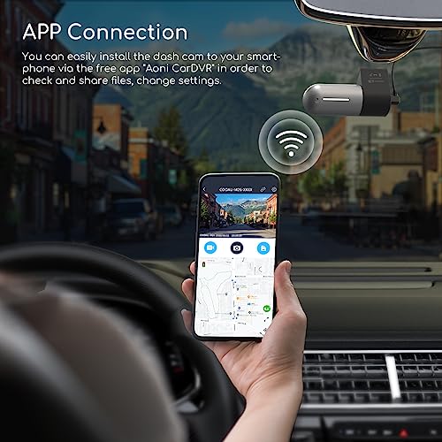 COOAU 1080P FHD Dash Cam, Smart Dash Camera for Cars, Mini Car Front Center Camera Recorder with Infrared Night Vision, Supercapacitor, G-Sensor, WDR, Loop-Recording, Parking Monitor (M26)
