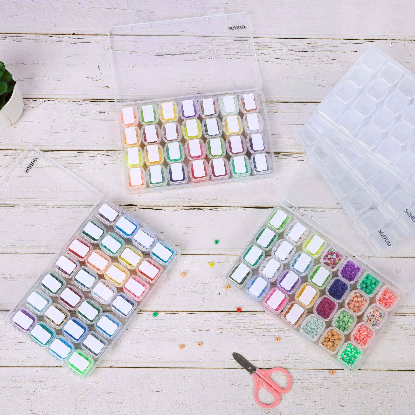 SGHUO 168 Slots 6 Pack 28 Grids Diamond Painting Boxes Plastic Organizer