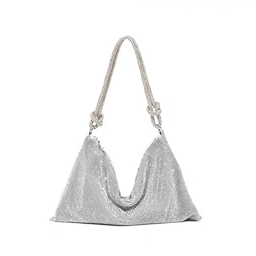 Women's Rhinestones Purses Silver Evening Bag Crystal Clutch Wedding Party Sparkly Hobo Bags for Women (silver)