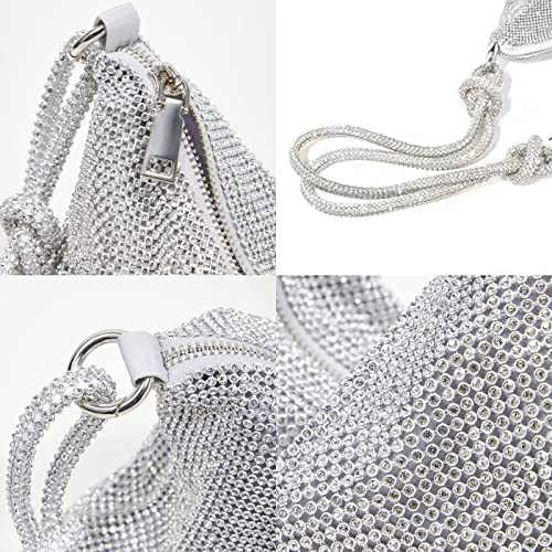 Women's Rhinestones Purses Silver Evening Bag Crystal Clutch Wedding Party Sparkly Hobo Bags for Women (silver)