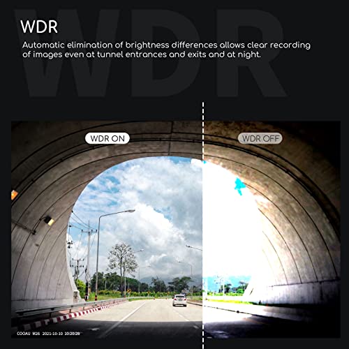 COOAU 1080P FHD Dash Cam, Smart Dash Camera for Cars, Mini Car Front Center Camera Recorder with Infrared Night Vision, Supercapacitor, G-Sensor, WDR, Loop-Recording, Parking Monitor (M26)
