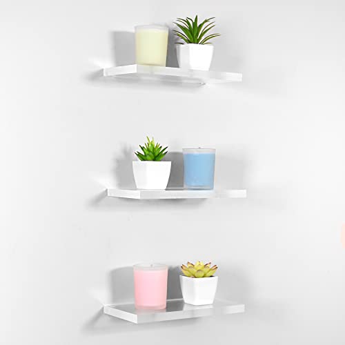 STAUBER Best Floating Shelf (4" x 8", Clear Acrylic, Classic Style, Pack of 3)