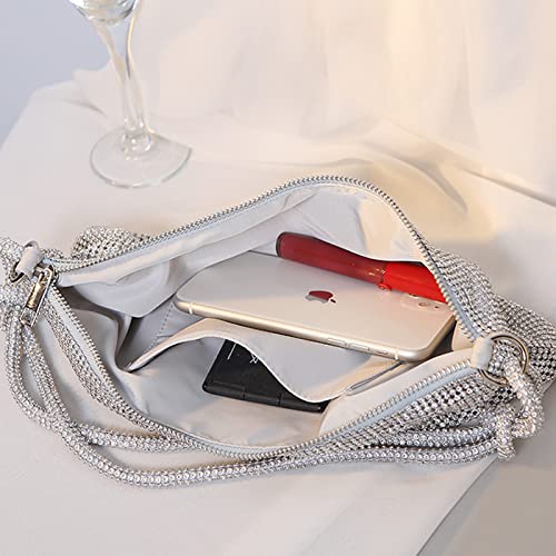 Women's Rhinestones Purses Silver Evening Bag Crystal Clutch Wedding Party Sparkly Hobo Bags for Women (silver)