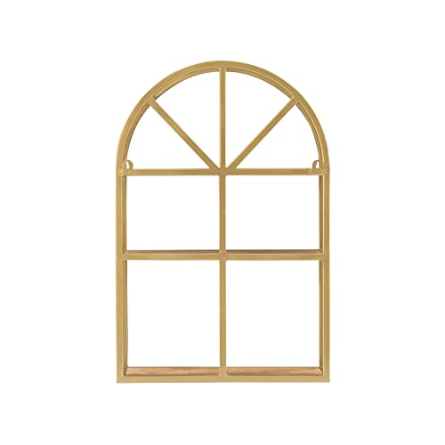 Powell Furniture Linon Penelope Metal and Wood Wall Shelves in Gold and Natural