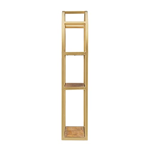 Powell Furniture Linon Penelope Metal and Wood Wall Shelves in Gold and Natural