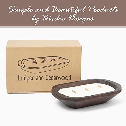 Wick Wooden Dough Bowl Gift Boxed Candle | Beautifully Packaged | High Fragrance Load | Long Burn Times (Juniper and Cedar Wood, Small)