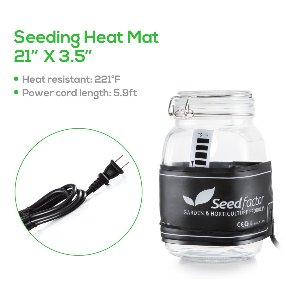 MET Certified Seedling Heat Mat, Seedfactor Waterproof Durable Germination Station Heat Mat, Warm Hydroponic Heating Pad for Indoor Home Gardening Seed Starter(3.5" X 21")