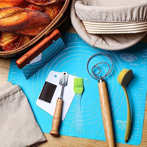 Yaomiao 13 Pcs Banneton Bread Proofing Basket Set, Bread Proofing Basket Rattan with Liner, Sourdough Bread Making Kits for Starter Professional Baker Gift (Round, Oval,9 Inch, 10 Inch)