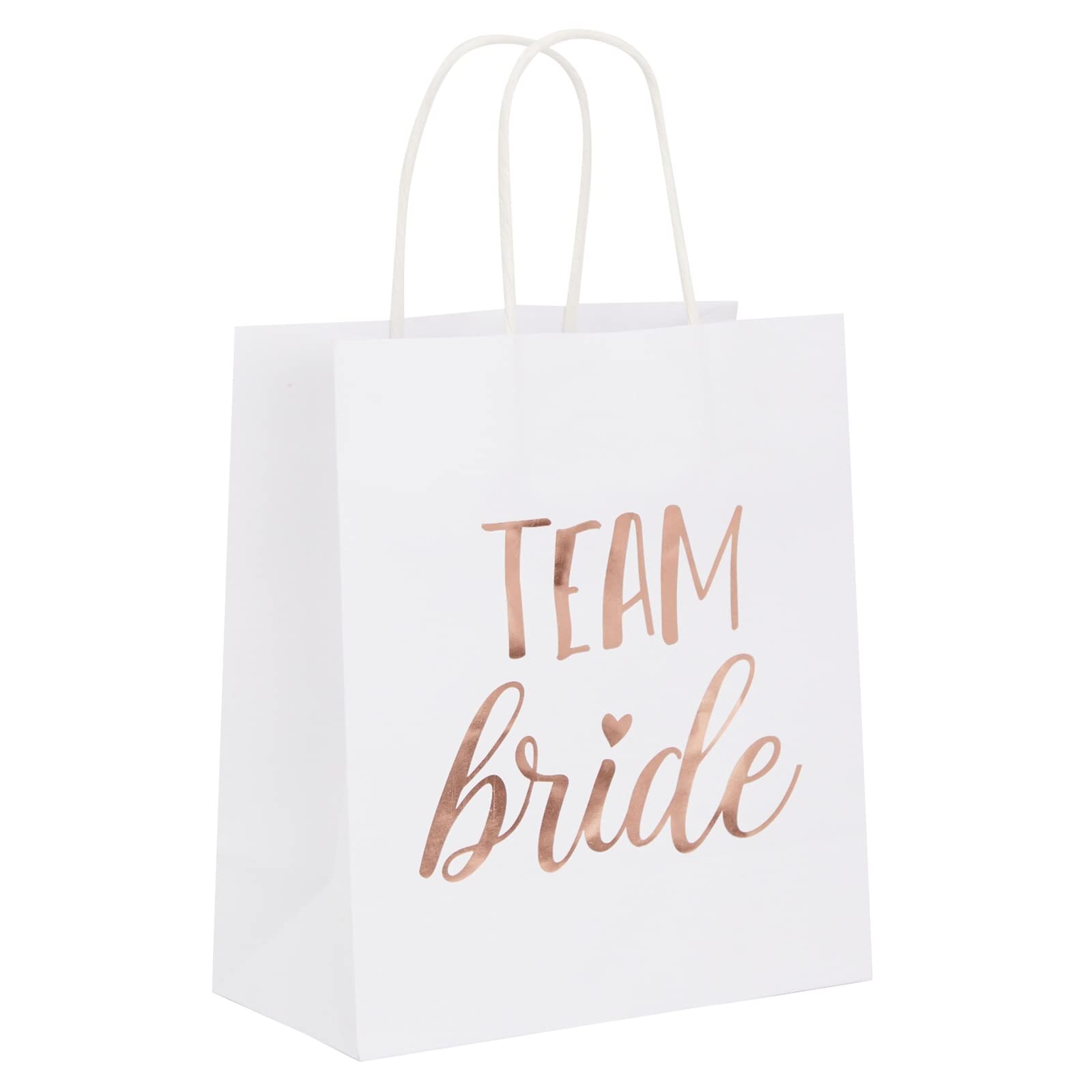 Juvale 20 Pack Bride and Groom Gift Bags with Tissue Paper for Wedding, Groomsmen, Bridesmaid, Reads Team Bride and Team Groom (8 x 4 x 9 In)