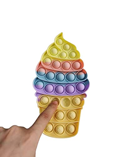 K&W Push Pop It Popsicle Cone – Ice Cream Sensory Silicone Fidget Toys – Stress Relief, Autism & Anti-Anxiety – Flexible, Odorless & Easy to Play - Perfect for Elderly, Adults & Kids | Colorful