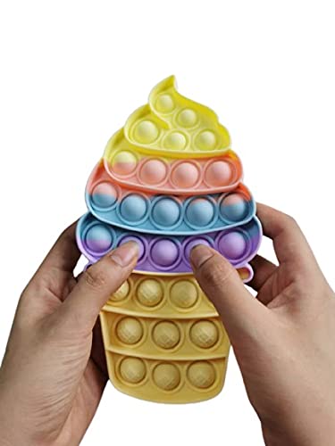 K&W Push Pop It Popsicle Cone – Ice Cream Sensory Silicone Fidget Toys – Stress Relief, Autism & Anti-Anxiety – Flexible, Odorless & Easy to Play - Perfect for Elderly, Adults & Kids | Colorful