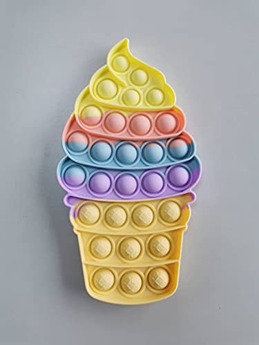 K&W Push Pop It Popsicle Cone – Ice Cream Sensory Silicone Fidget Toys – Stress Relief, Autism & Anti-Anxiety – Flexible, Odorless & Easy to Play - Perfect for Elderly, Adults & Kids | Colorful