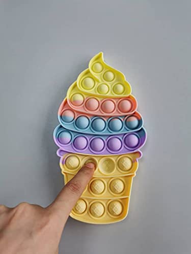 K&W Push Pop It Popsicle Cone – Ice Cream Sensory Silicone Fidget Toys – Stress Relief, Autism & Anti-Anxiety – Flexible, Odorless & Easy to Play - Perfect for Elderly, Adults & Kids | Colorful