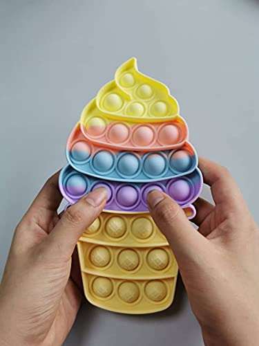 K&W Push Pop It Popsicle Cone – Ice Cream Sensory Silicone Fidget Toys – Stress Relief, Autism & Anti-Anxiety – Flexible, Odorless & Easy to Play - Perfect for Elderly, Adults & Kids | Colorful