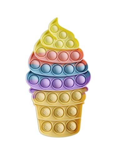 K&W Push Pop It Popsicle Cone – Ice Cream Sensory Silicone Fidget Toys – Stress Relief, Autism & Anti-Anxiety – Flexible, Odorless & Easy to Play - Perfect for Elderly, Adults & Kids | Colorful