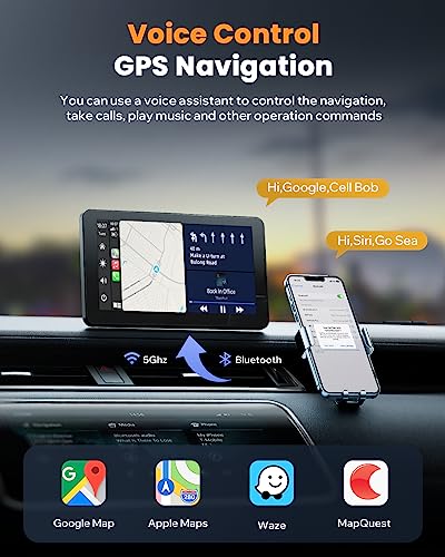 LAMTTO 7" HD Wireless Car Stereo with Apple Carplay & Backup Camera, Portable Touchscreen Android Auto Adapter with GPS Navigation System,Multimedia Player Video Receivers with Bluetooth,Airplay