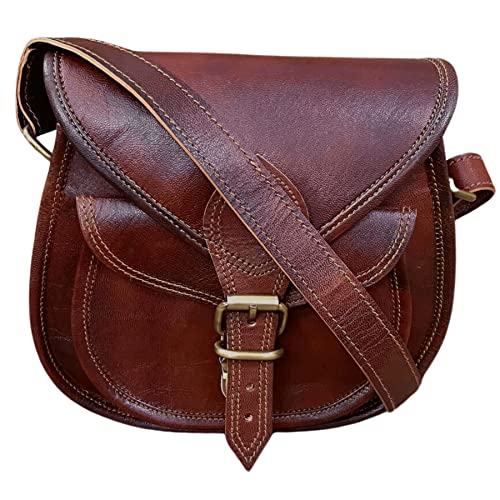 URBAN LEATHER Women's Crossbody Shoulder Sling Bags Genuine Leather Boho Hippie Satchel for Teen Girls Handmade Vintage Travel Cross body Saddle Bag Wallet for Women Ladies Handbag Purses for Her
