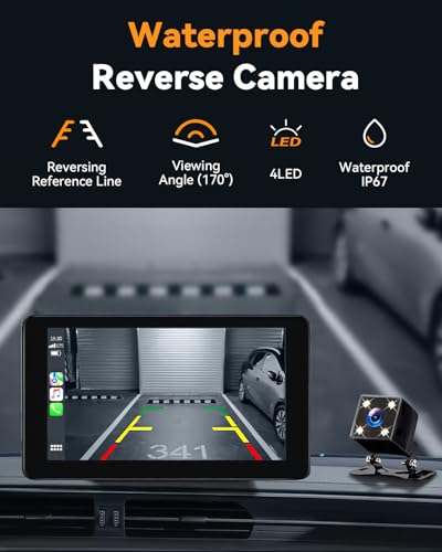 LAMTTO 7" HD Wireless Car Stereo with Apple Carplay & Backup Camera, Portable Touchscreen Android Auto Adapter with GPS Navigation System,Multimedia Player Video Receivers with Bluetooth,Airplay
