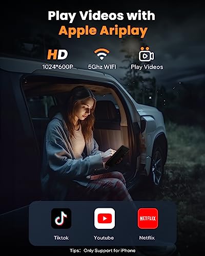 LAMTTO 7" HD Wireless Car Stereo with Apple Carplay & Backup Camera, Portable Touchscreen Android Auto Adapter with GPS Navigation System,Multimedia Player Video Receivers with Bluetooth,Airplay