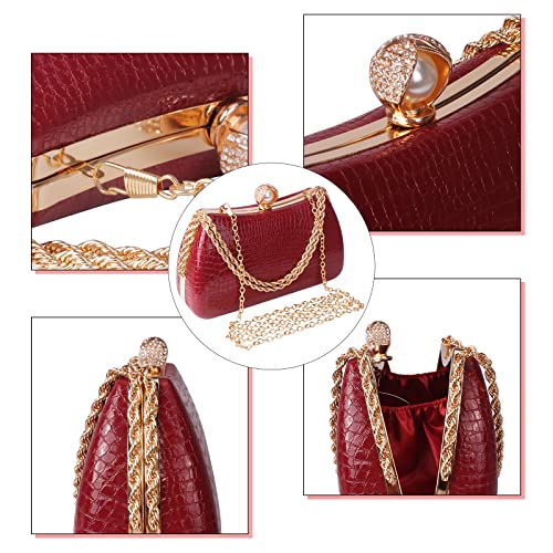 xuson Women Evening Purses Clutch Bags Formal Party Clutches Wedding Purses Cocktail Prom Handbags (wine red)