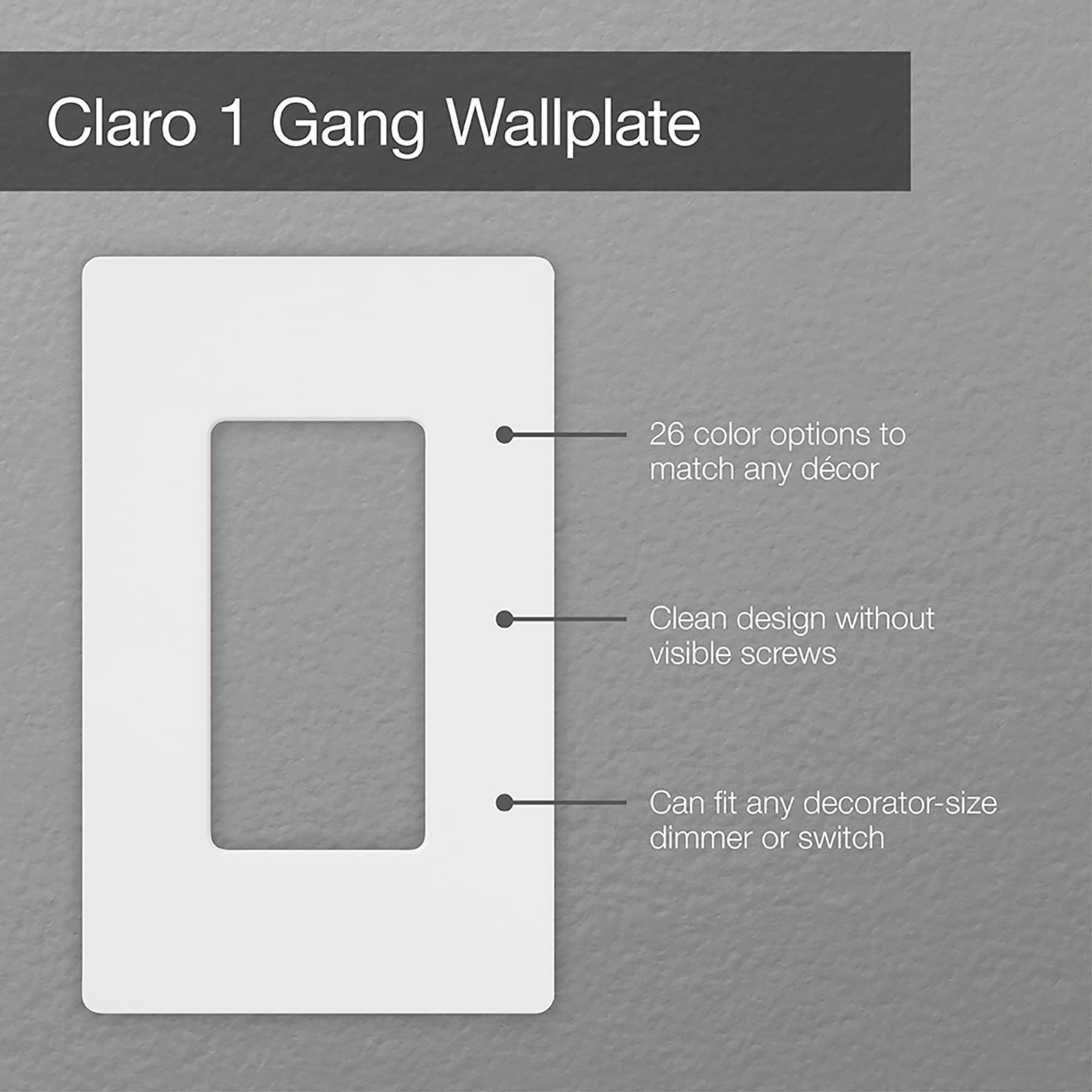 Lutron Claro 1 Gang Decorator/Rocker Wallplate, Gloss, White (1-Pack) | CW-1-WH