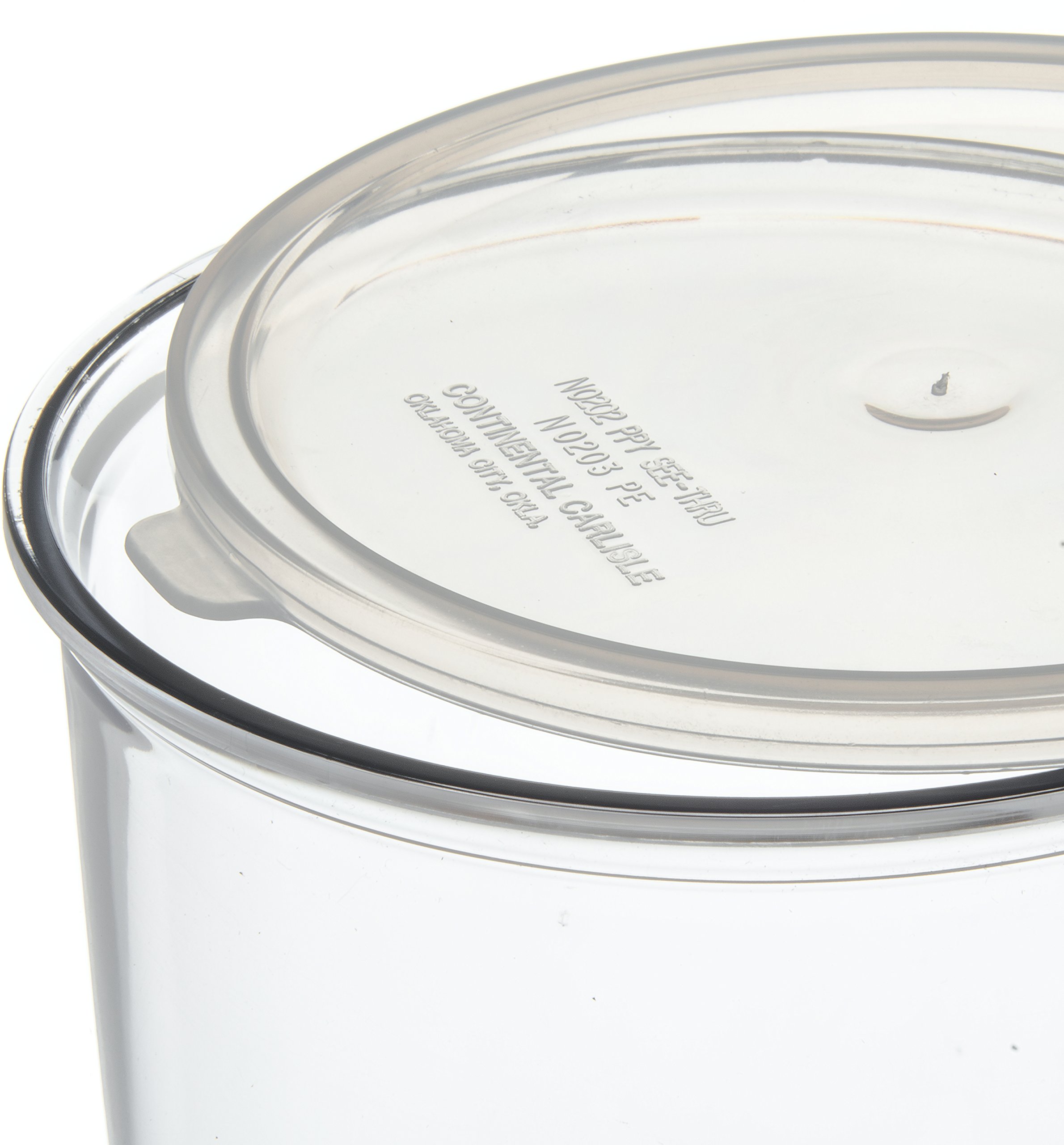 Carlisle FoodService Products Classic Round Storage Container Crock with Lid for Kitchen, Restaurants, Home, Plastic, 2.7 Quarts, Clear