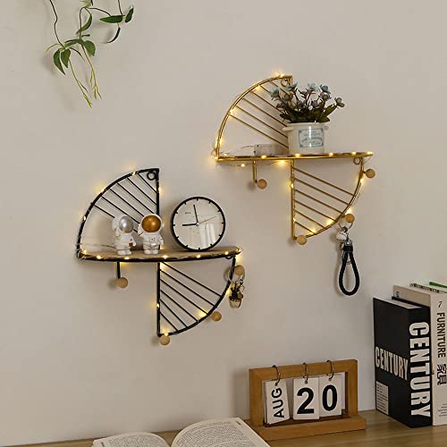 XUEBEI Corner Shelf Wall Mount of Rustic Wood Floating Shelves for Bedroom Living Room Bathroom Kitchen Office and More Black,Glod (Gold)