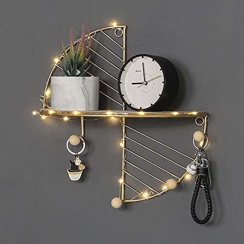 XUEBEI Corner Shelf Wall Mount of Rustic Wood Floating Shelves for Bedroom Living Room Bathroom Kitchen Office and More Black,Glod (Gold)