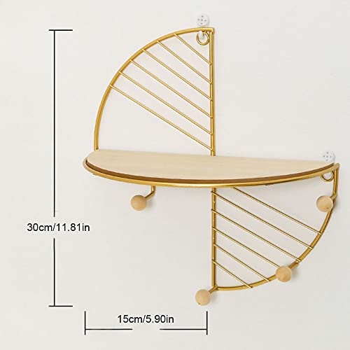 XUEBEI Corner Shelf Wall Mount of Rustic Wood Floating Shelves for Bedroom Living Room Bathroom Kitchen Office and More Black,Glod (Gold)