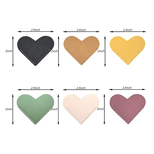 6 Pieces Heart Leather Bookmarks Cute Bookmarks Heart Page Corner Handmade Book Marks Leather Reading Accessories for Women and Book Lovers