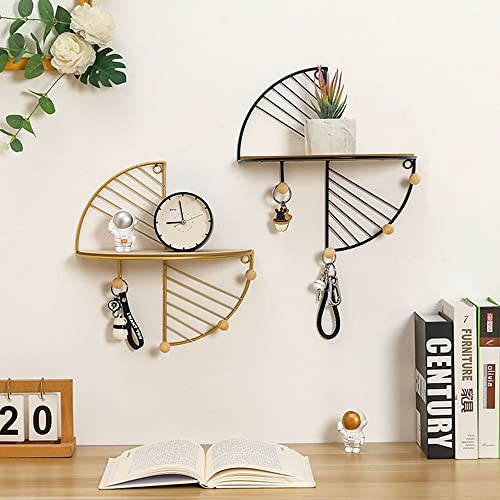 XUEBEI Corner Shelf Wall Mount of Rustic Wood Floating Shelves for Bedroom Living Room Bathroom Kitchen Office and More Black,Glod (Gold)
