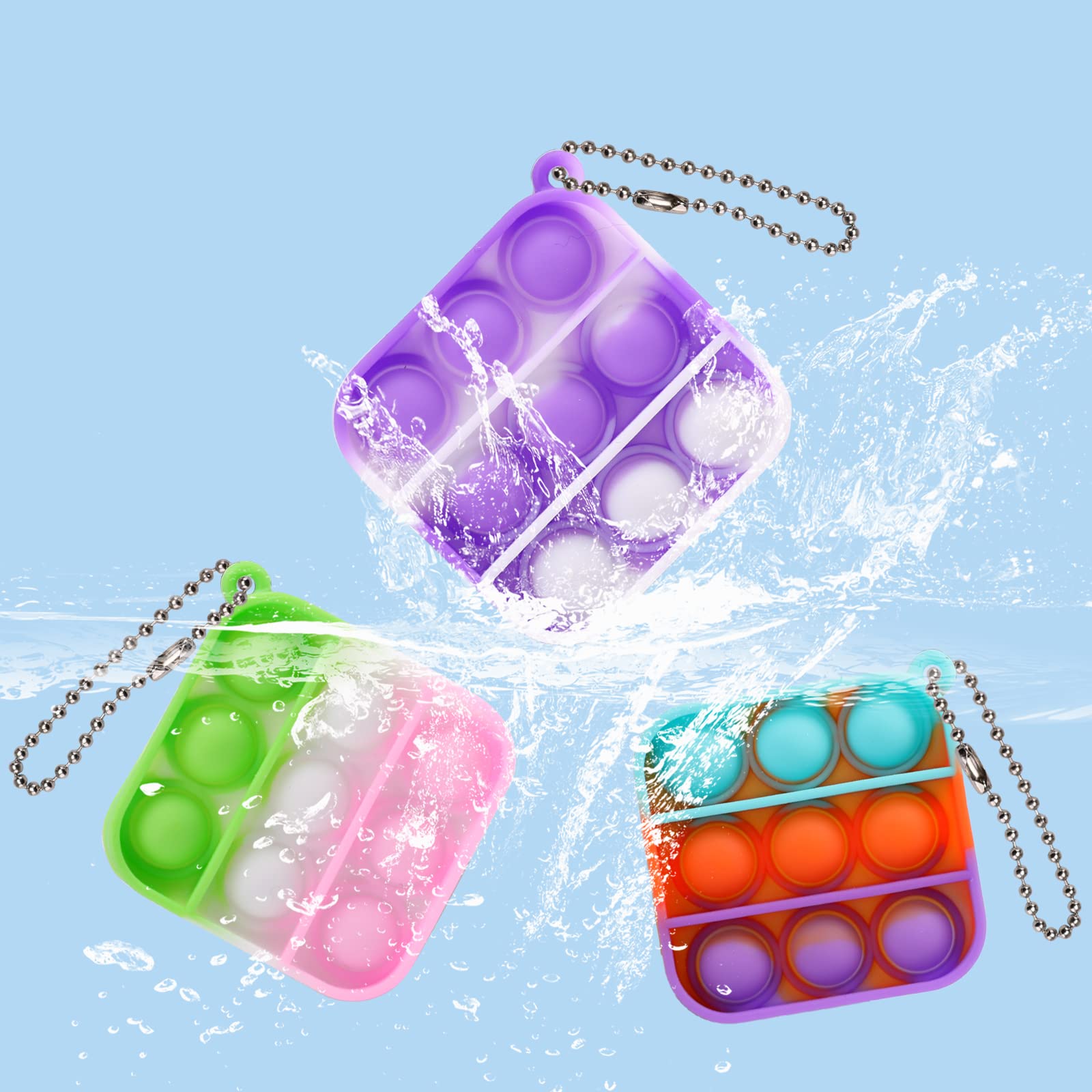 32 Pcs Mini Pop Fidget Toy Pack Simple Bubble Popping Keychain, Squeeze Rainbow Stress Relief Sensory Hand Toy, Office Desk Push Pops Bulk Toys for Kids Christmas Party Favors Student Gifts