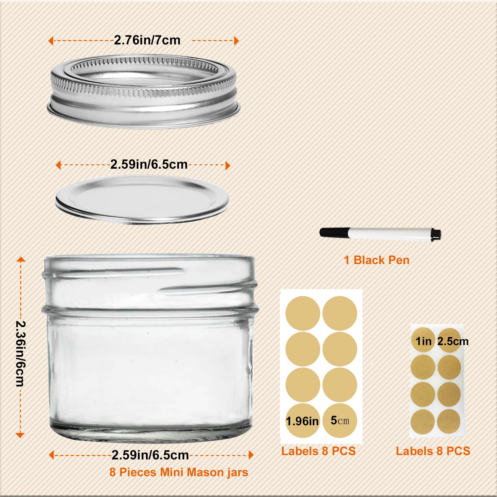 ZALSSKE Small Mason Jars, 8 Pack 4oz Glass Jars with Lids,Mini Mason Jars Removable Split Lid, Mini Canning Jars for Jelly Herbs Spice Honey Storage, Small Glass Jars Candle jars,