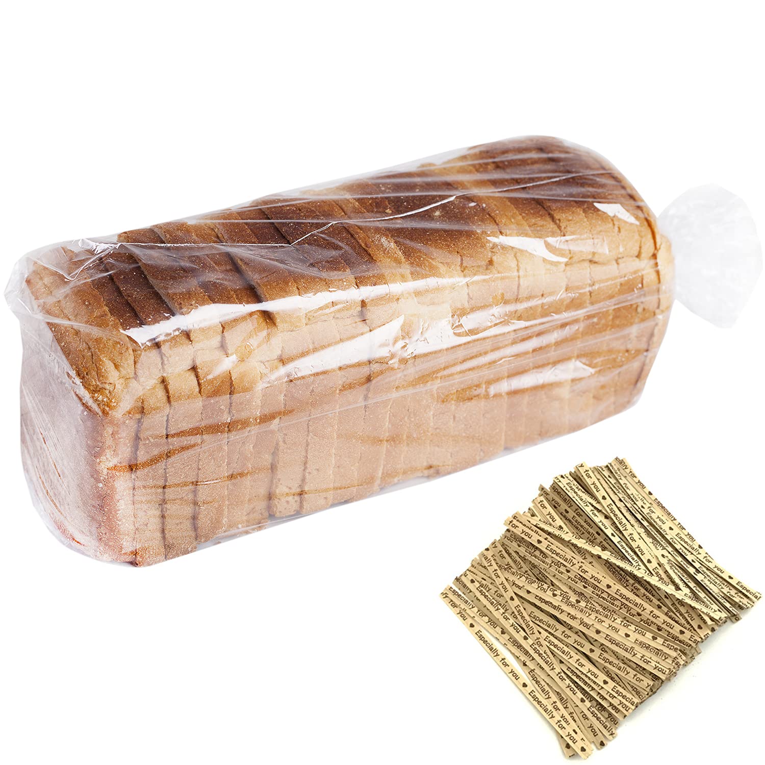 Bread Bags With Ties,100Pieces 18x4x8 Inches Plastic Bread Bags for Homemade Bread Gift Giving,Clear Bread Loaf Storage Bags