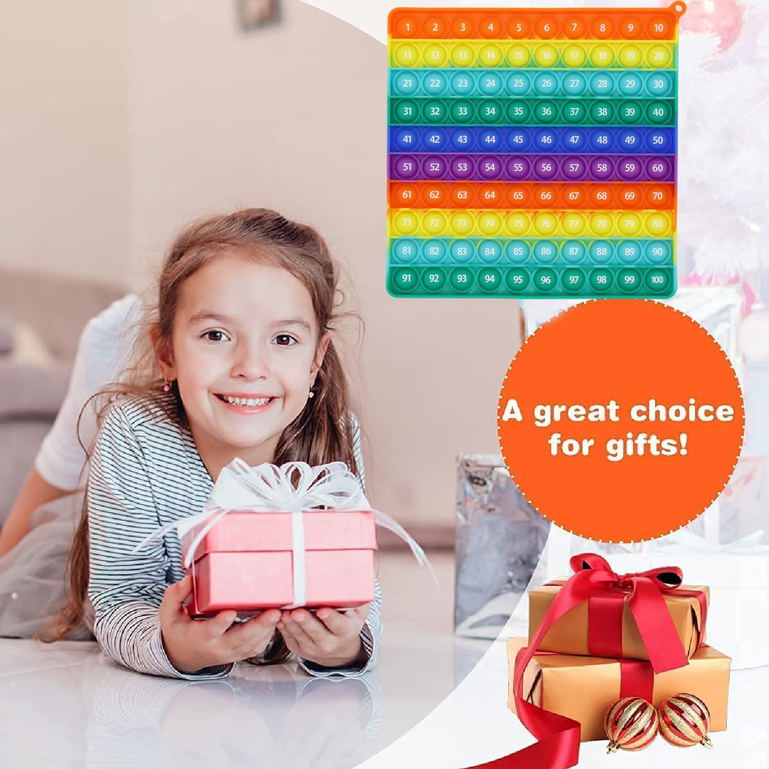 PETBSNVB Double Side 1 100 200 pop it, Chart Pop it, 200 Pop with Numbers, Square Popper for Elementary, Fidget Sensory Toy, Montessori Educational Gift for Kindergarten Classroom Kids 3 4 5 Year Old