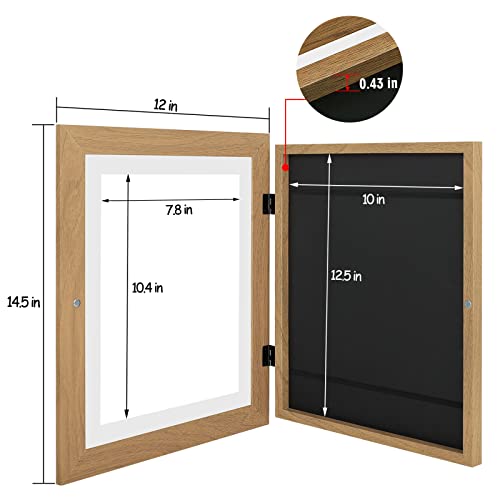 Frametory, 10x12.5 Kids Artwork Frames - Magnetic Front Opening, Tempered Glass, Tan Interchangeable Frames Can Hold About 50 PCS Artwork, Drawing, Paintings, Pictures, Art - Set of 4