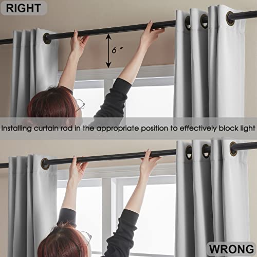 Rutterllow 100% Blackout Curtains, Full Shade Long Complete Drapes for Living Room, Thermal Insulated Bedroom Window Treatment Drapes (2 Panels, Light Gray, 52 x 90 inch)