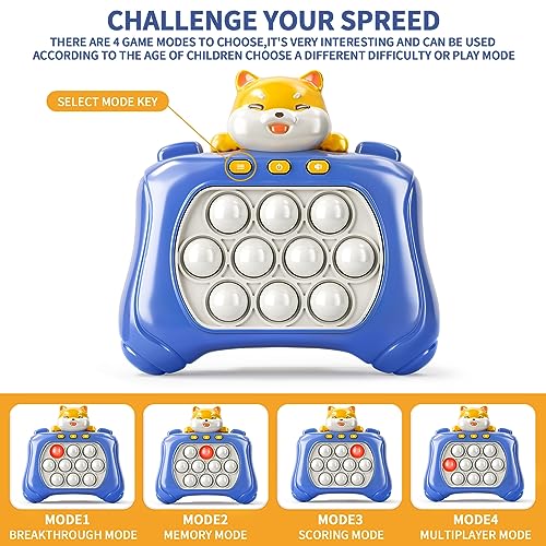 TEMI Pop Fidget Push Game, Handheld Game for Kids 6-8, Squeeze Sensory Push Bubble Stress Light Up Toy, Birthday Gifts for 8-12 Year Old Boys, Girls, Teens
