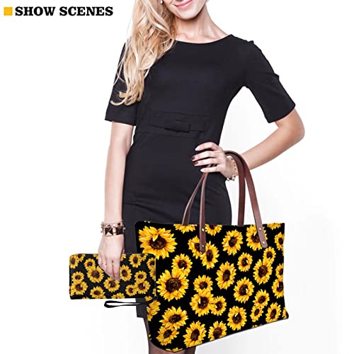 SCRAWLGOD Dragonfly Hippie Heart Tie Dye Design Handbags Wallets Set for Womens Tote Bag Shoulder Top Handle Bags with Zipper Long Purse