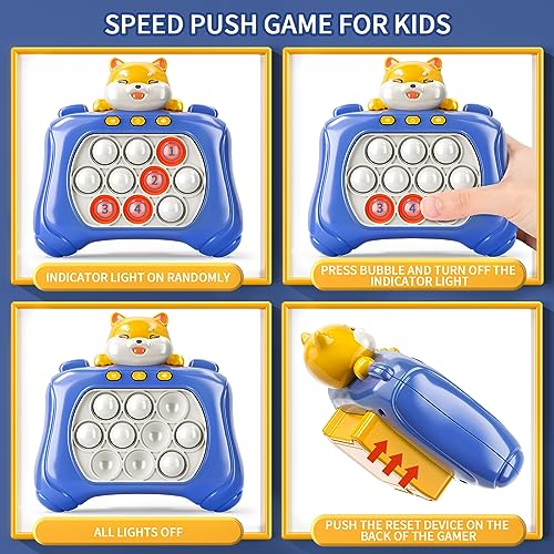 TEMI Pop Fidget Push Game, Handheld Game for Kids 6-8, Squeeze Sensory Push Bubble Stress Light Up Toy, Birthday Gifts for 8-12 Year Old Boys, Girls, Teens