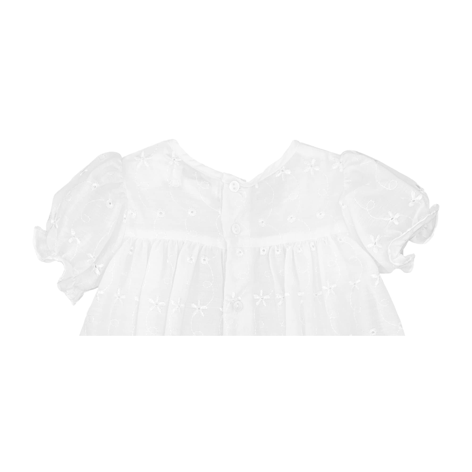 Petit Ami Baby Girls' Hand-Embroidered Eyelet Christening Gown, 9 Months, White