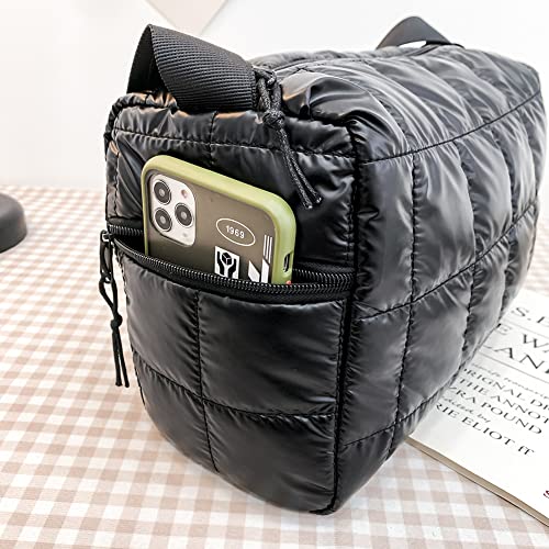 Quilted Crossbody Bag for Women Puffy Shoulder Bag Padded Puffer Messenger Bag Hobo Bag with Inner Pocket
