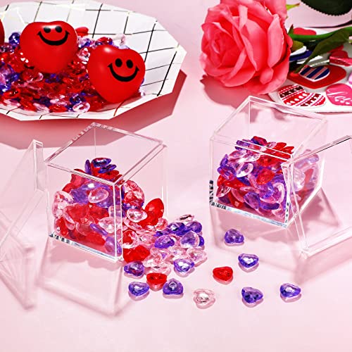 12 Pieces Clear Acrylic Plastic Square Cube Small Acrylic Box Acrylic Storage Containers with Lid Stackable Cube Containers Acrylic Container with Lid for Candy Jewelry Display (2.6 x 2.6 x 2.6 inch)