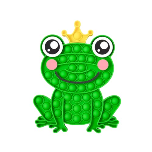 Frog Push Pop Bubble Fidget Toy, Silicone Animal Sensory Squeeze Toy, Stress Relief, Anti-Anxiety, ADHD, Autism, Special Fidget Popper Gift for Kids and Adults, 1 Count (Frog)