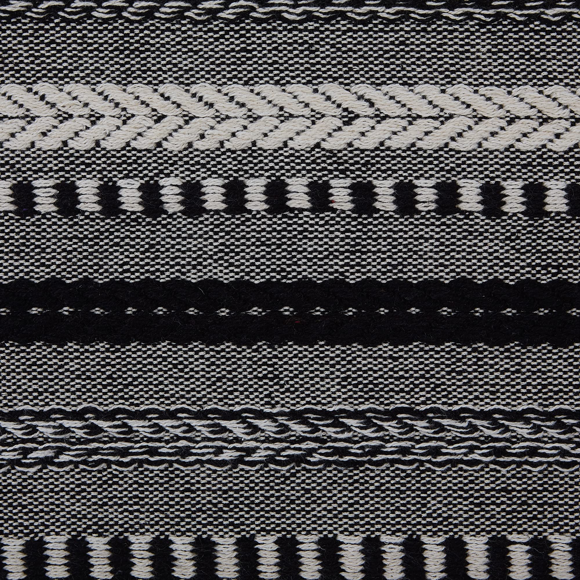 DII Farmhouse Braided Stripe Table Runner Collection, 15x72, Black