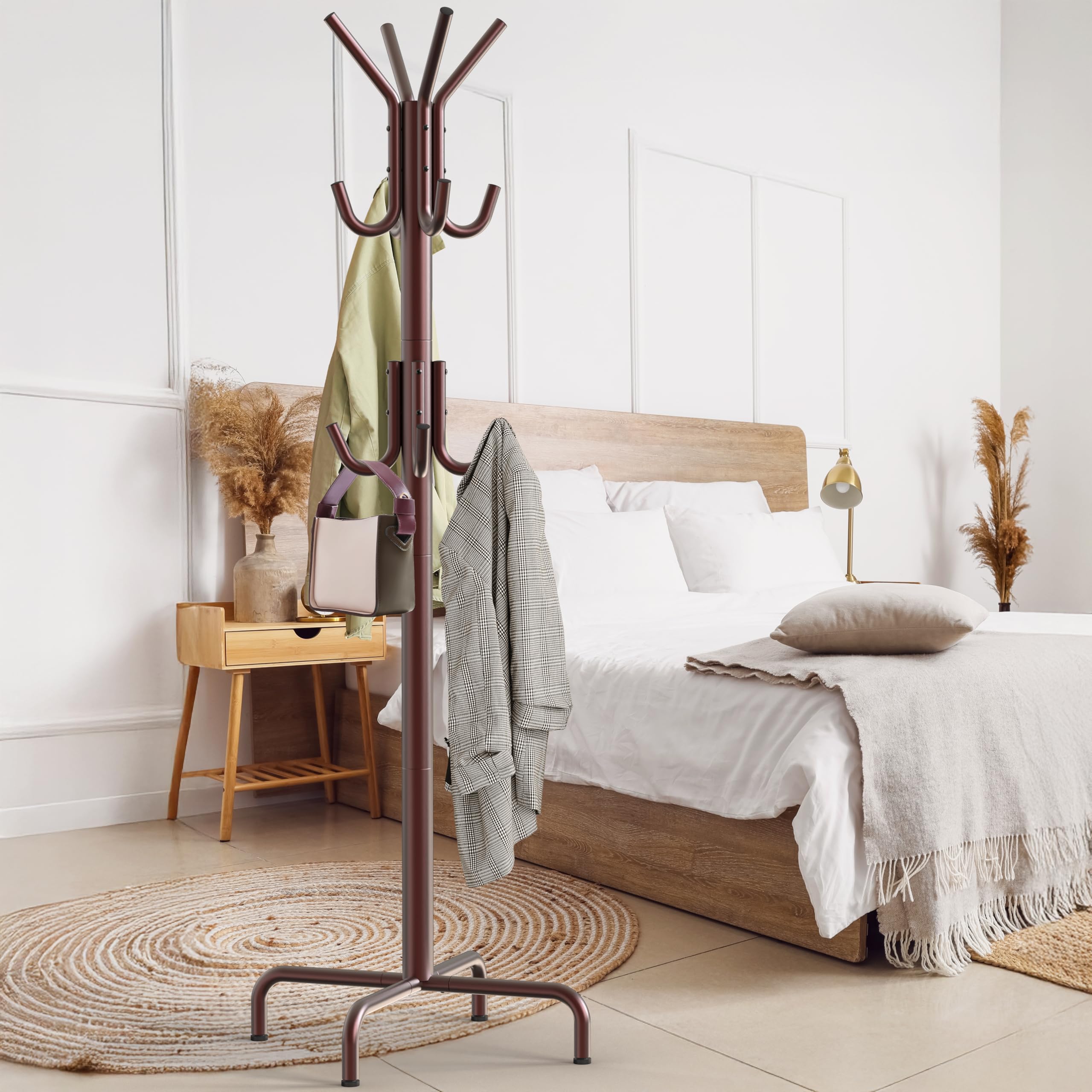 Simple Houseware Standing Coat and Hat Hanger Organizer Rack, Bronze