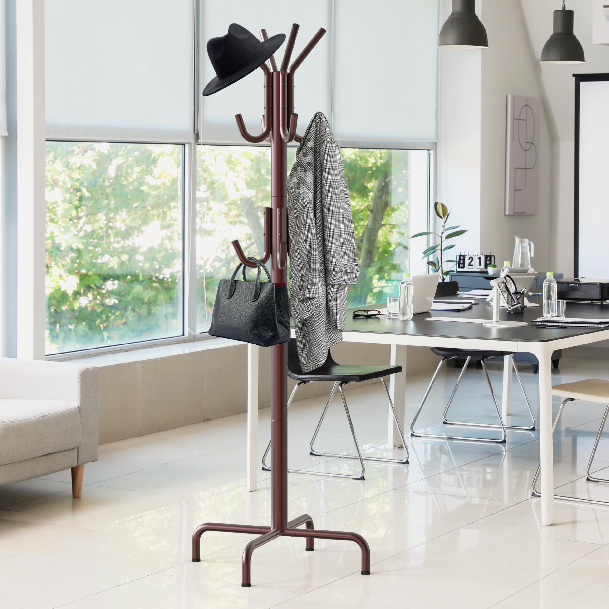 Simple Houseware Standing Coat and Hat Hanger Organizer Rack, Bronze